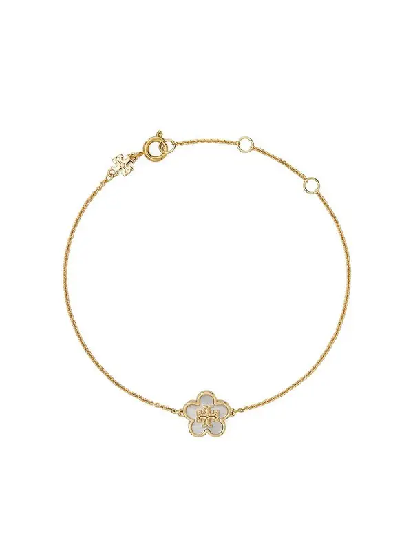 Tory Burch 18k Goldplated & Mother Of Pearl Kira Flower Bracelet